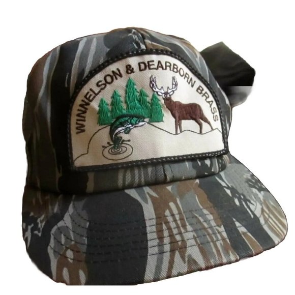 K Products | Accessories | Vintage Deer Fish Patch Camo Cloth Snapback ...